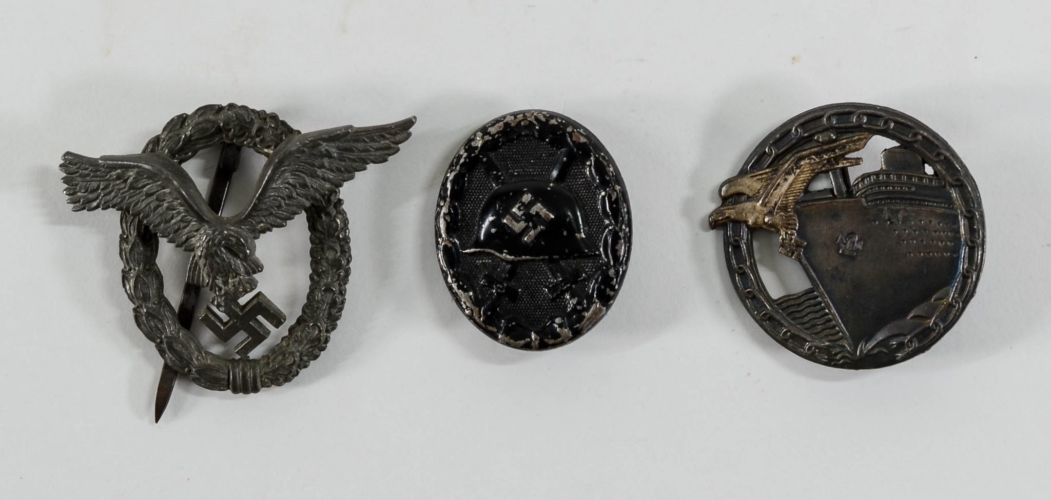 Three Nazi German WWII Pins - Online Gun Auction