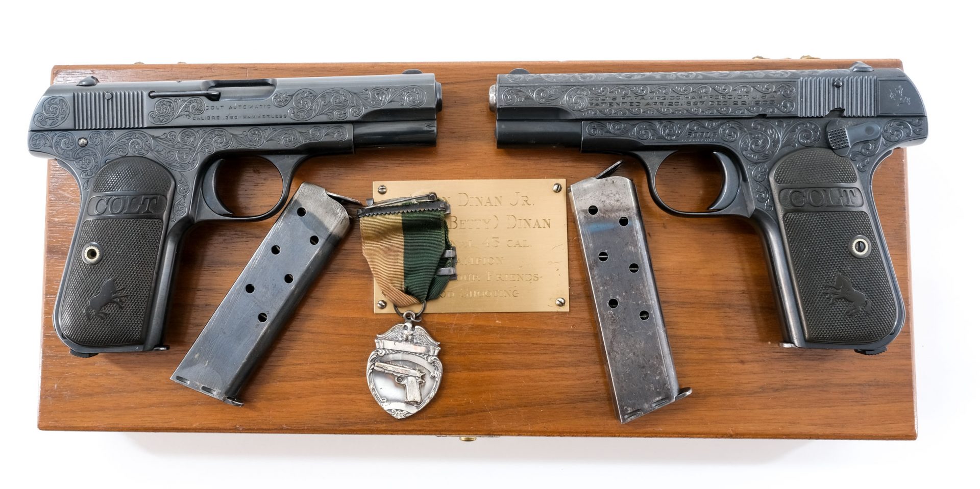 Cased & Engraved Colt 1908 Presentation Pistols | Online Gun Auctions