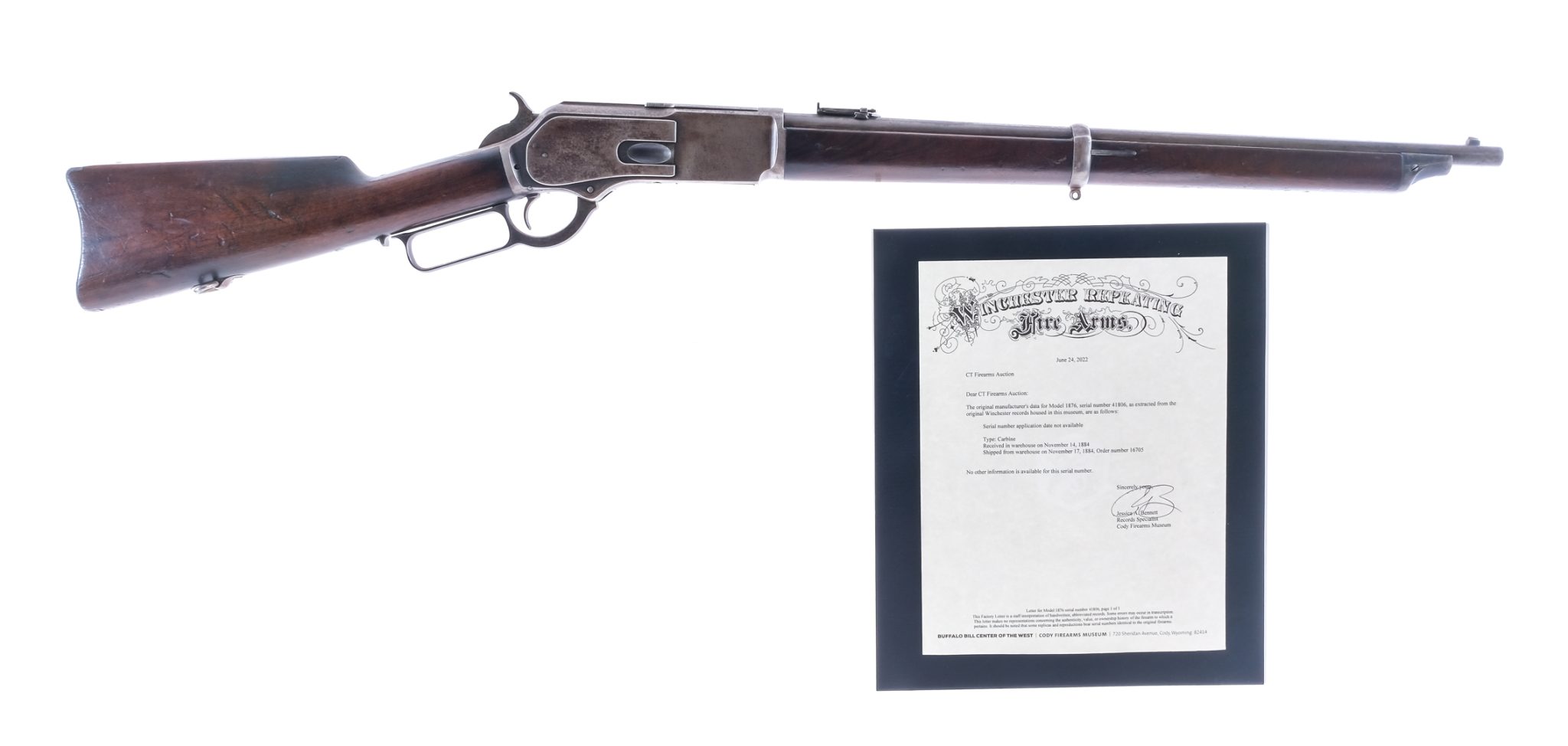 Winchester 1876 3rd Mod Carbine .45-75 Rifle - CT Firearms Auction