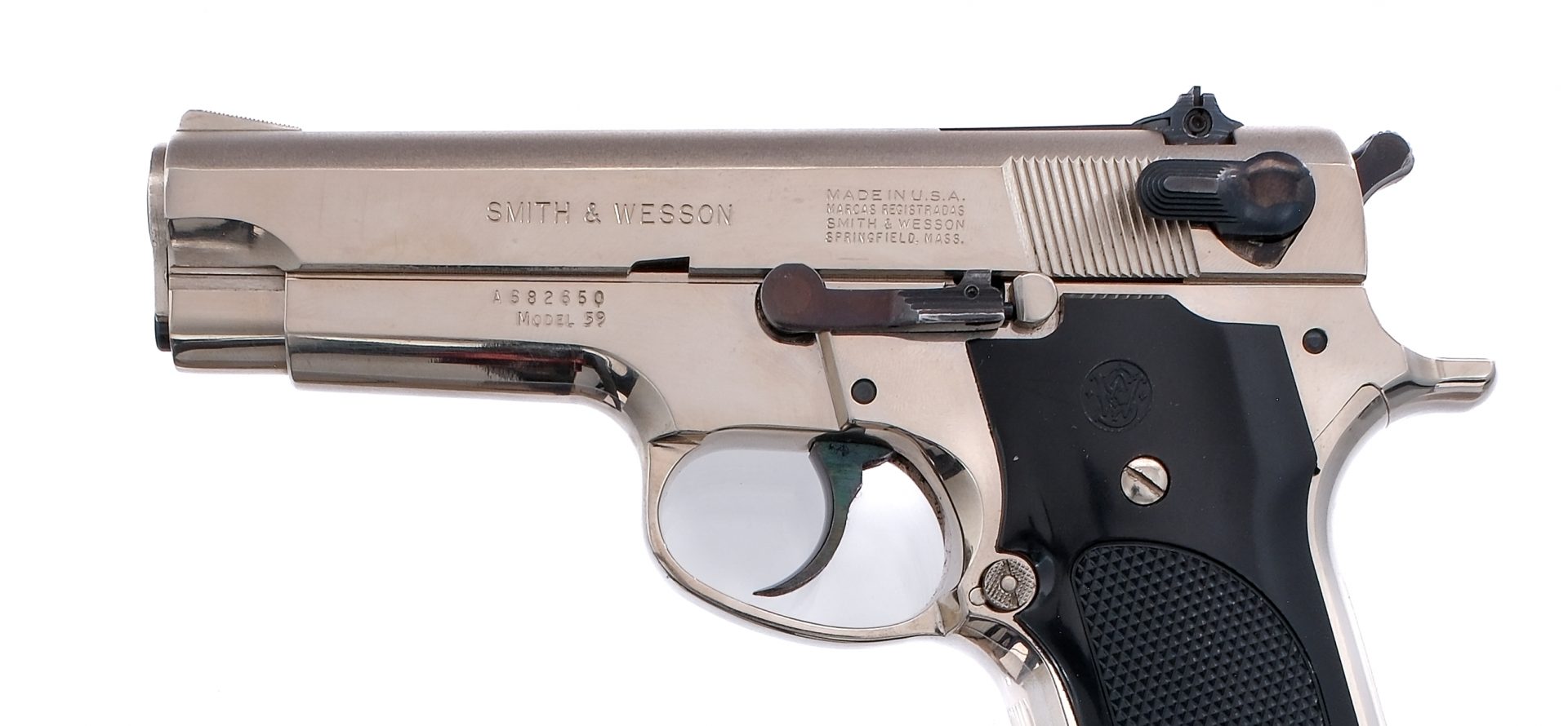 S&W 59 Nickel 9mm Semi Auto Pistol - CT Firearms Auction