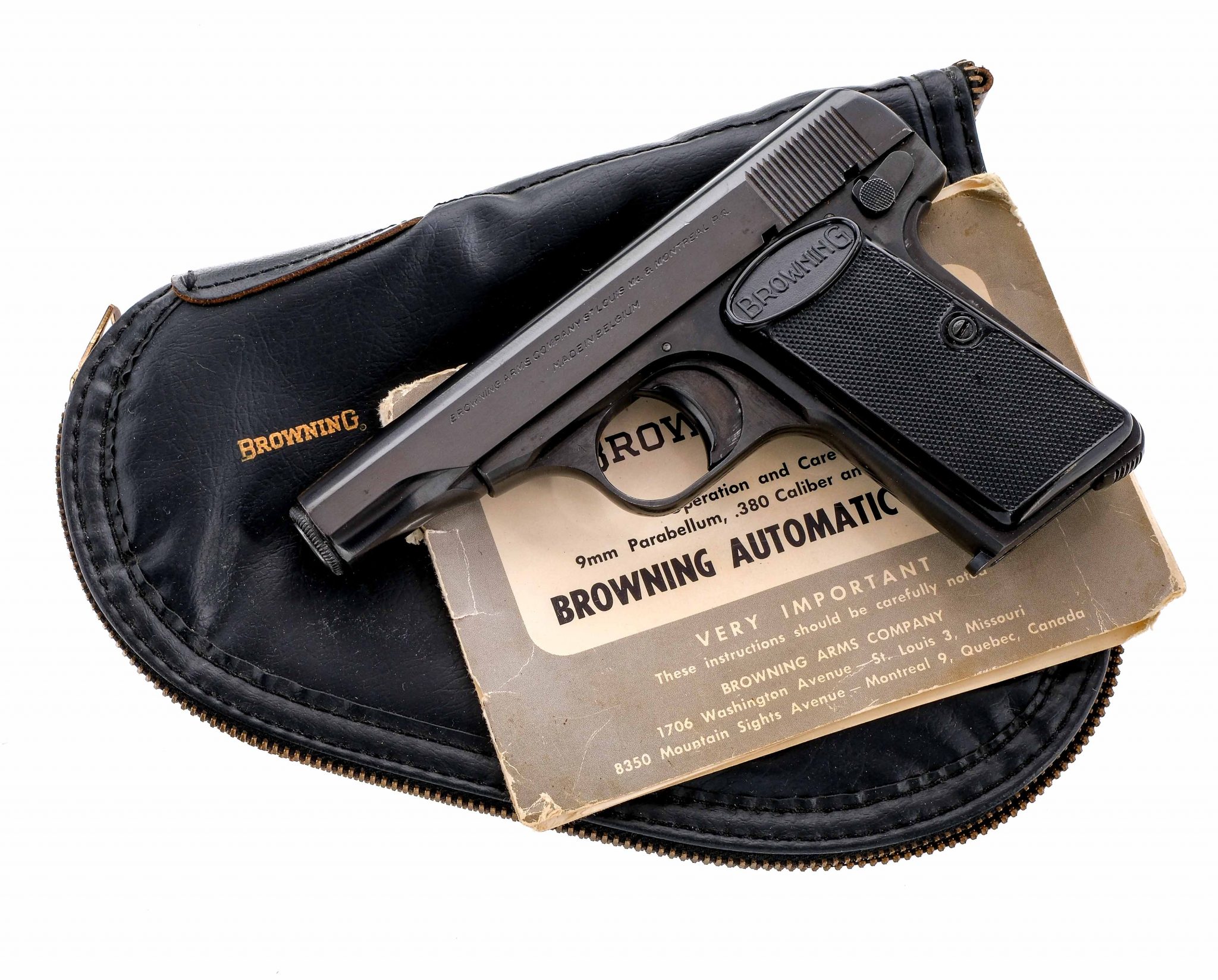 Belgian Browning 1910 .380 ACP Semi Auto Pistol - CT Firearms Auction