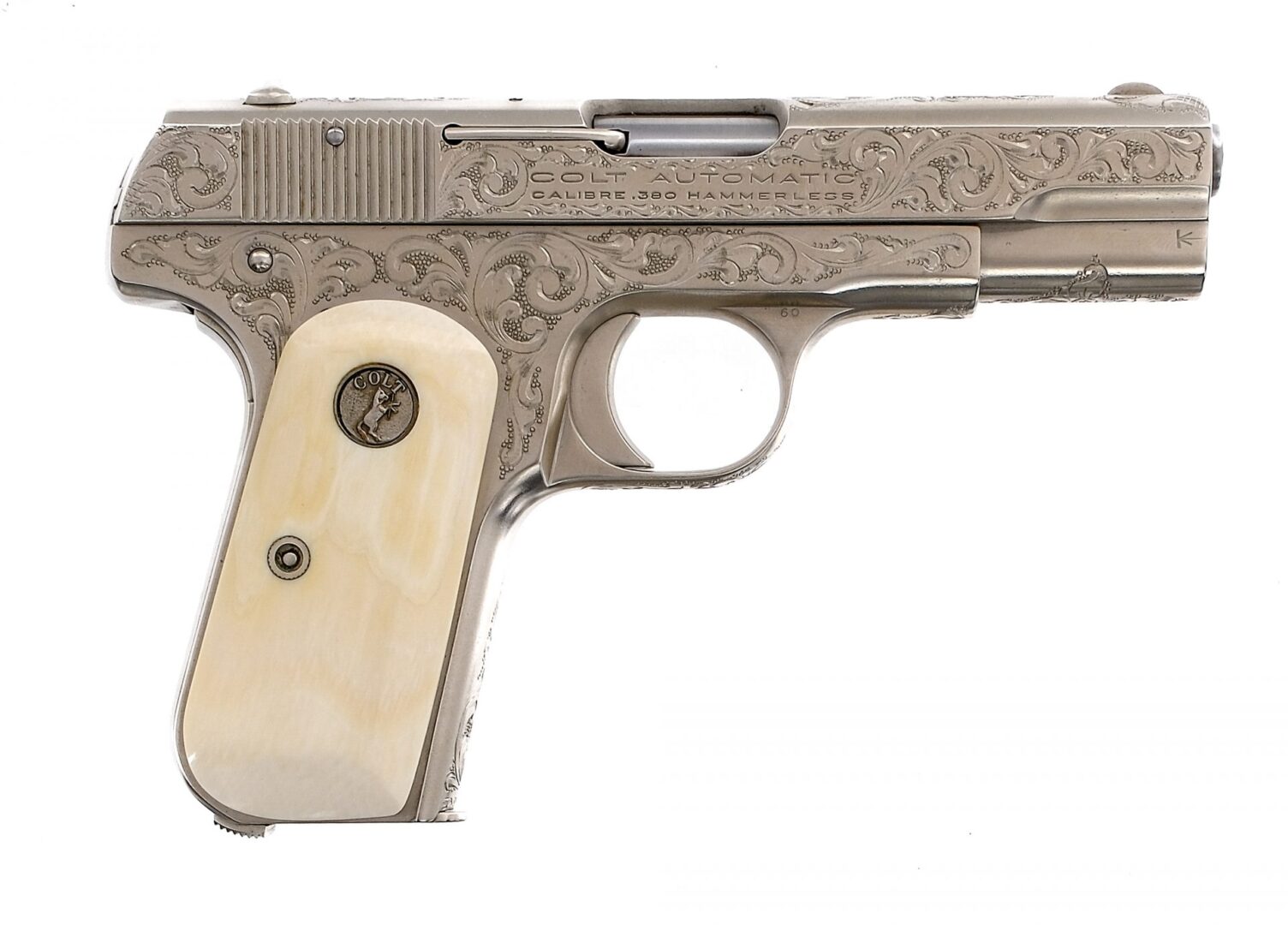 John Adams Sr. Engraved Colt 1903/08 .380 Pistol - CT Firearms Auction